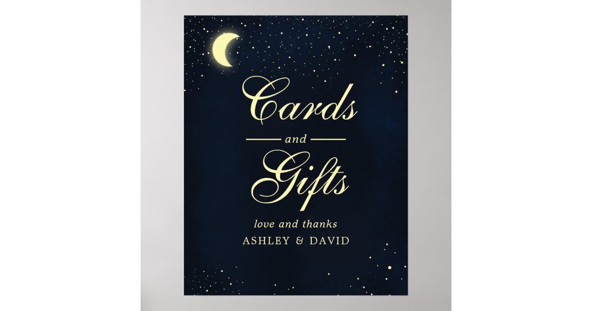 Celestial Moon Stars Midnight Blue Cards & Gifts Poster | Zazzle