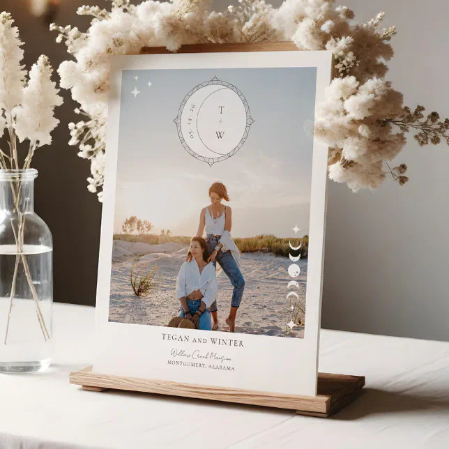 Celestial Moon Stars Monogram Welcome Wedding Sign | Zazzle