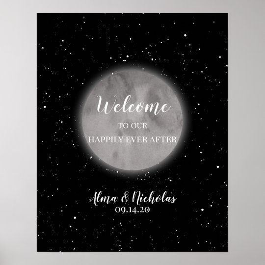 Celestial Moon & Stars Wedding Welcome Sign | Zazzle.com