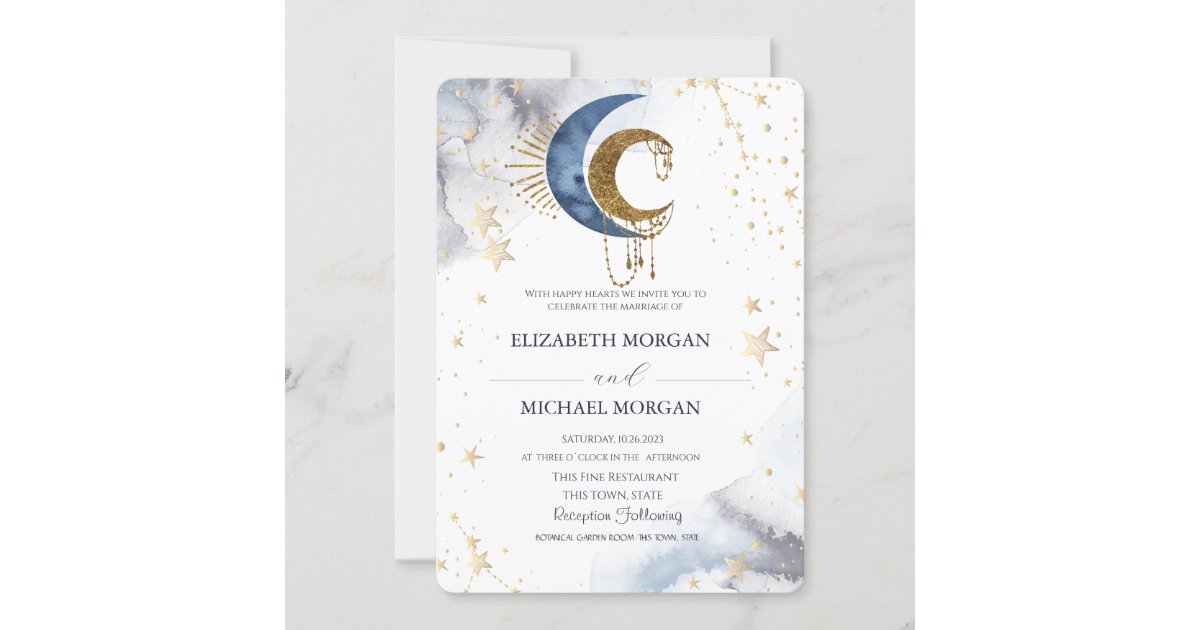 Celestial Moons,Stars Wedding Invitation | Zazzle