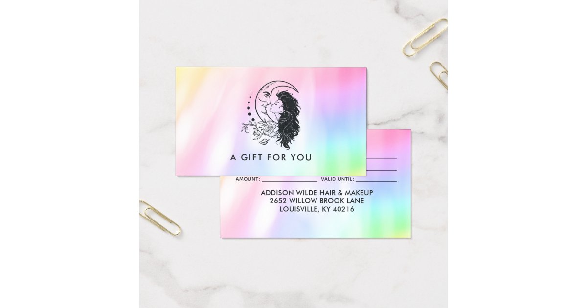 Celestial Mystic Moon Goddess Rainbow Gift Card | Zazzle