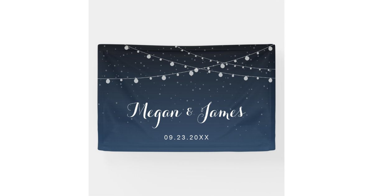Celestial Navy Blue Starry Night Wedding Backdrop Banner | Zazzle