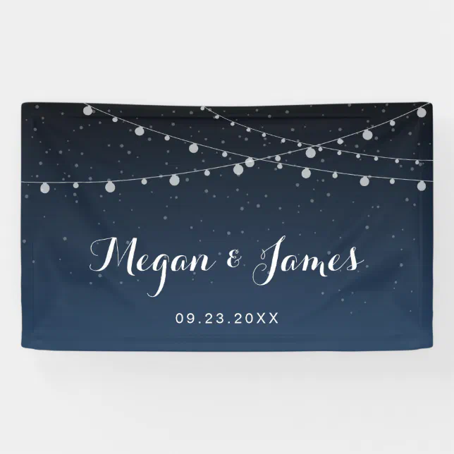 Celestial Navy Blue Starry Night Wedding Backdrop Banner | Zazzle