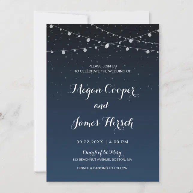 Celestial Navy Blue Starry Night Wedding Invitation | Zazzle
