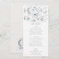 Celestial Navy Starry Night Moon Wedding Menu Card | Zazzle