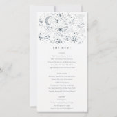 Celestial Navy Starry Night Moon Wedding Menu Card | Zazzle
