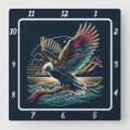 Celestial Neon Eagle Square Wall Clock | Zazzle