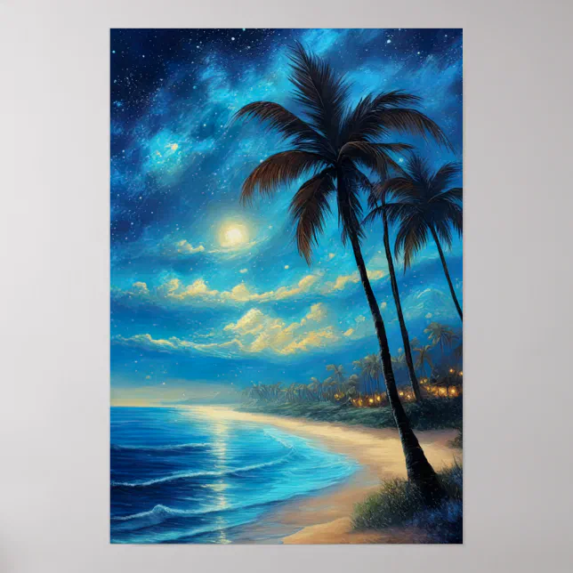 Celestial Night on a Tropical Beach Poster | Zazzle