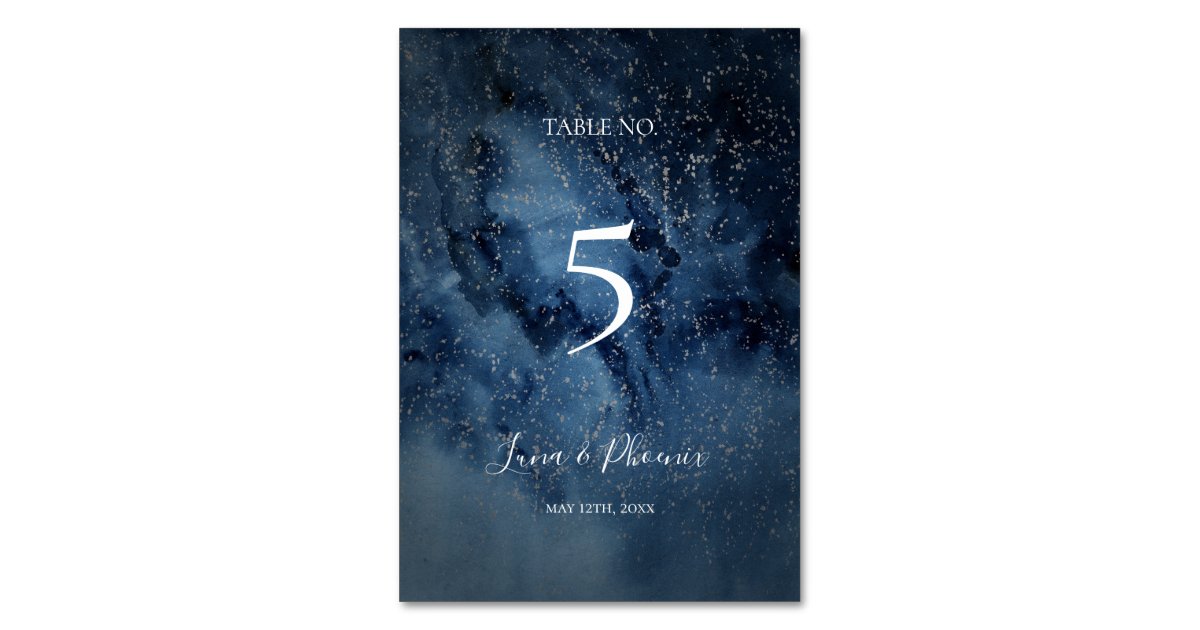 Celestial Night Sky | Silver Table Number | Zazzle