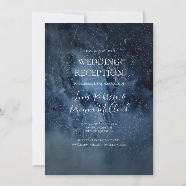 Celestial Night Sky | Silver Wedding Reception Invitation | Zazzle