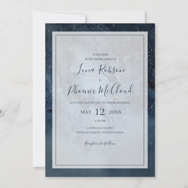 Celestial Night Sky With Frame Casual Wedding Invitation | Zazzle