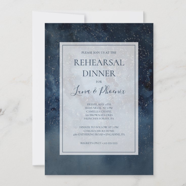 Celestial Night Sky With Frame Rehearsal Dinner Invitation | Zazzle
