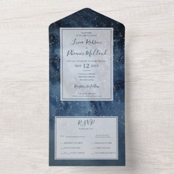 Celestial Night Sky With Frame Seal And Send All In One Invitation | Zazzle