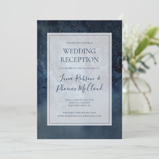 Celestial Night Sky With Frame Wedding Reception Invitation | Zazzle