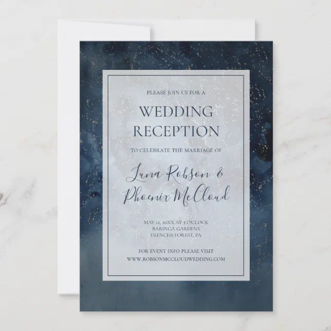 Celestial Night Sky With Frame Wedding Reception Invitation | Zazzle