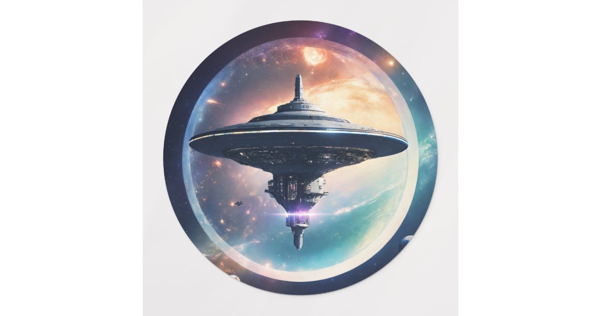Celestial Odyssey: Gravity-Defying Space Station T Kids' Labels | Zazzle