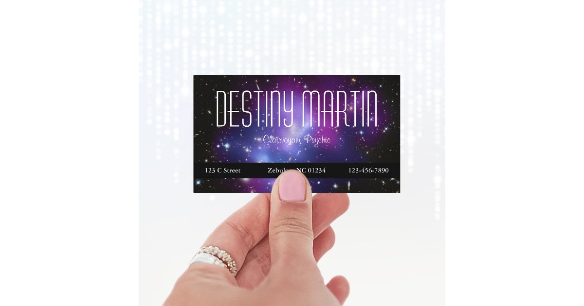 Celestial Purple Galaxy Cluster Space Photo Business Card | Zazzle