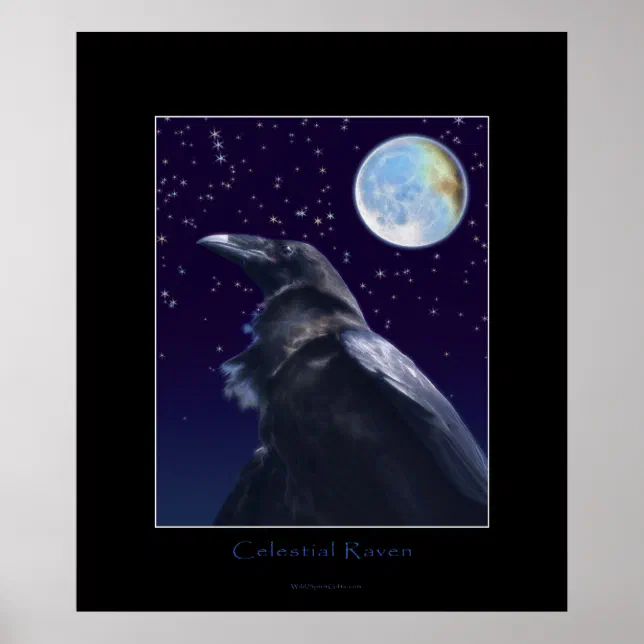 CELESTIAL RAVEN & MOON Art Print | Zazzle