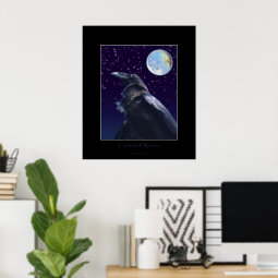 CELESTIAL RAVEN & MOON Art Print | Zazzle