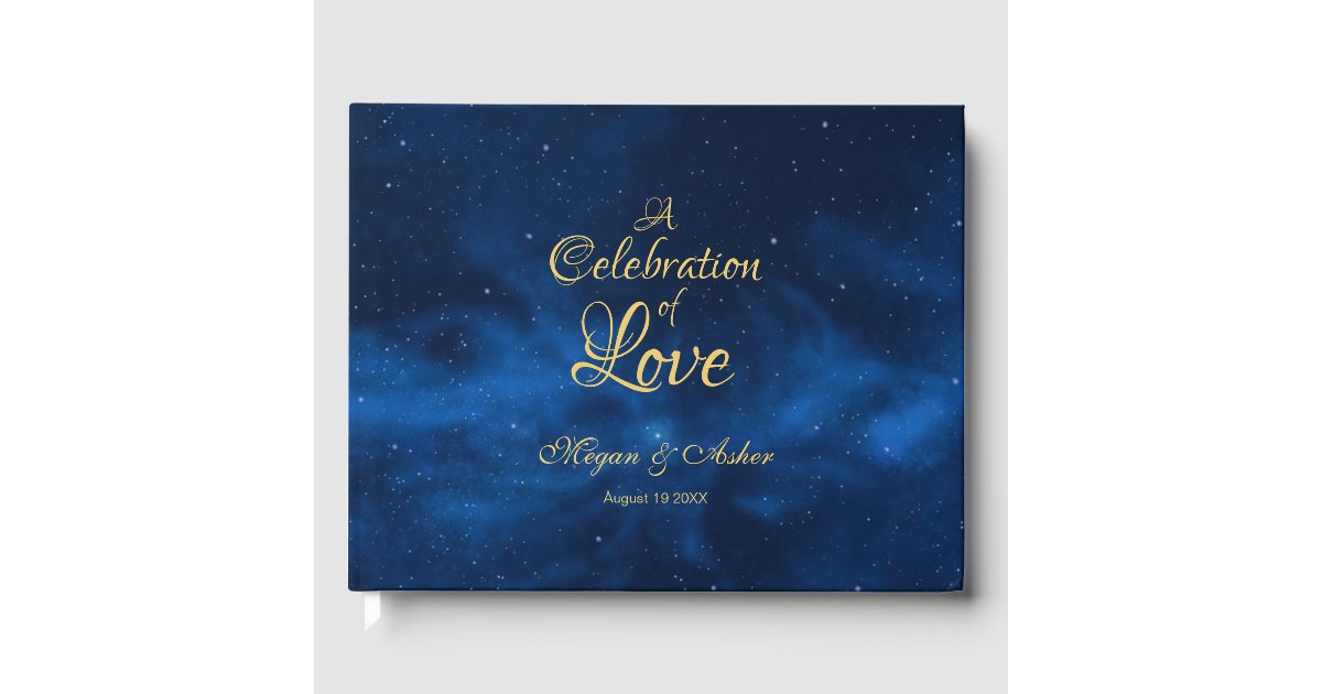 Celestial Romantic Blue Nebula Galaxy Guest Book | Zazzle