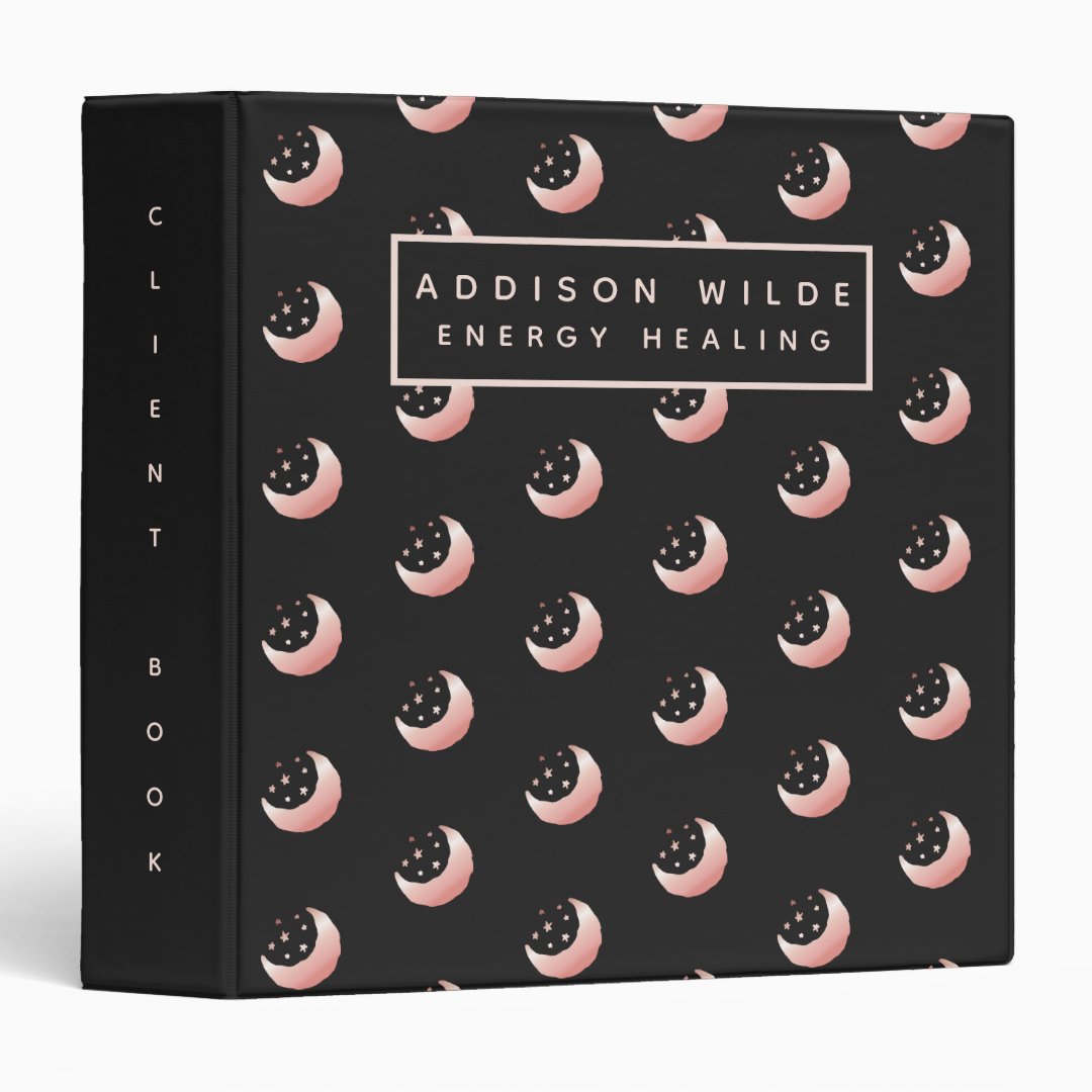 Celestial Rose Gold Crescent Moon Stars Client 3 Ring Binder | Zazzle