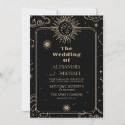 Celestial Shooting Star Moon Wedding Invitation | Zazzle