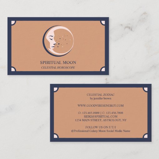 Celestial Spiritual Moon Stars Astrology boho Business Card | Zazzle