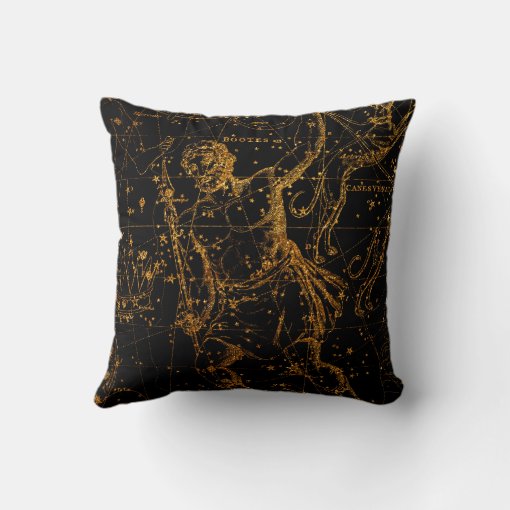 Celestial Star Map Astrological Gold Hercules Throw Pillow | Zazzle