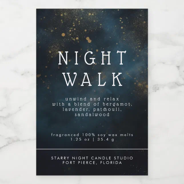 Celestial Stars Blue Candle Wax Melt 3x2" Label | Zazzle