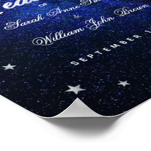 Celestial Stars & Moon Blue Wedding Welcome Sign | Zazzle