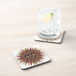 Celestial Sun Face Coaster | Zazzle