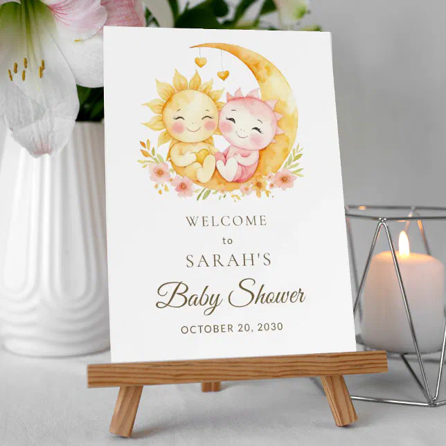 Celestial Sun Moon Baby Shower Welcome Sign | Zazzle