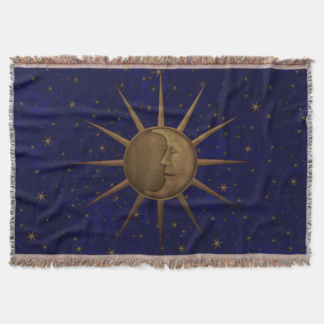Celestial Sun Moon Starry Night Throw Blanket | Zazzle