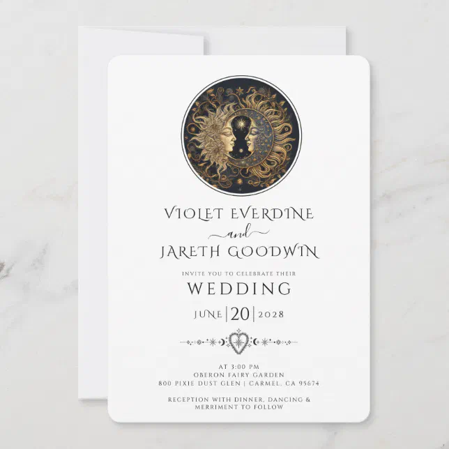 Celestial Sun Moon Wedding Invitation | Zazzle