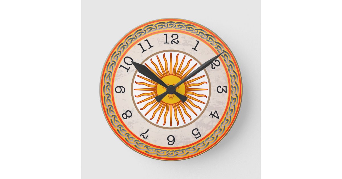 Celestial Sun Round Wall Clock | Zazzle