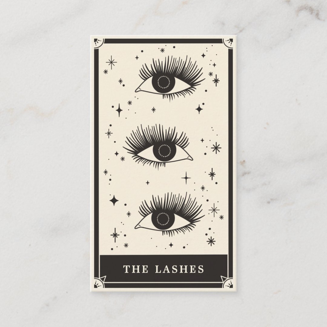 Celestial Tarot Lashes Black Business card | Zazzle