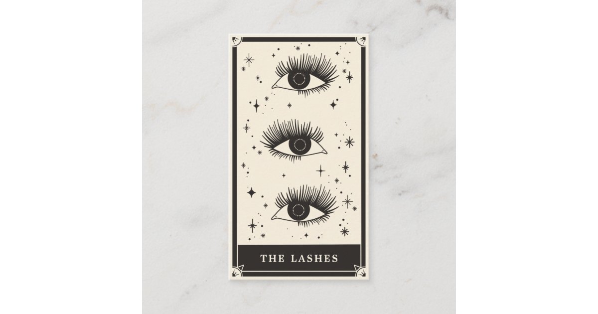 Celestial Tarot Lashes Black Business card | Zazzle
