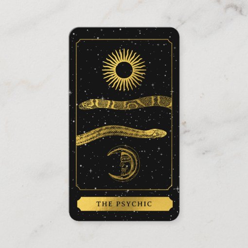 Celestial Tarot Reader Gold Snakes Psychic Business Card | Zazzle