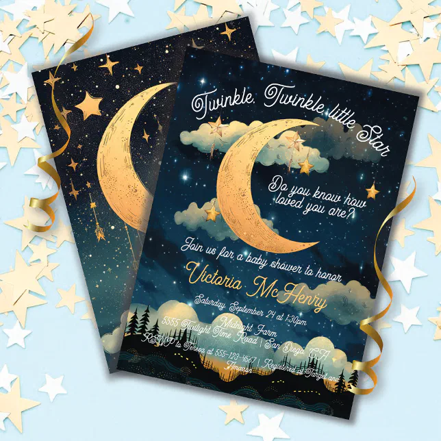 Celestial Twinkle litte Star Baby Shower Invitation | Zazzle