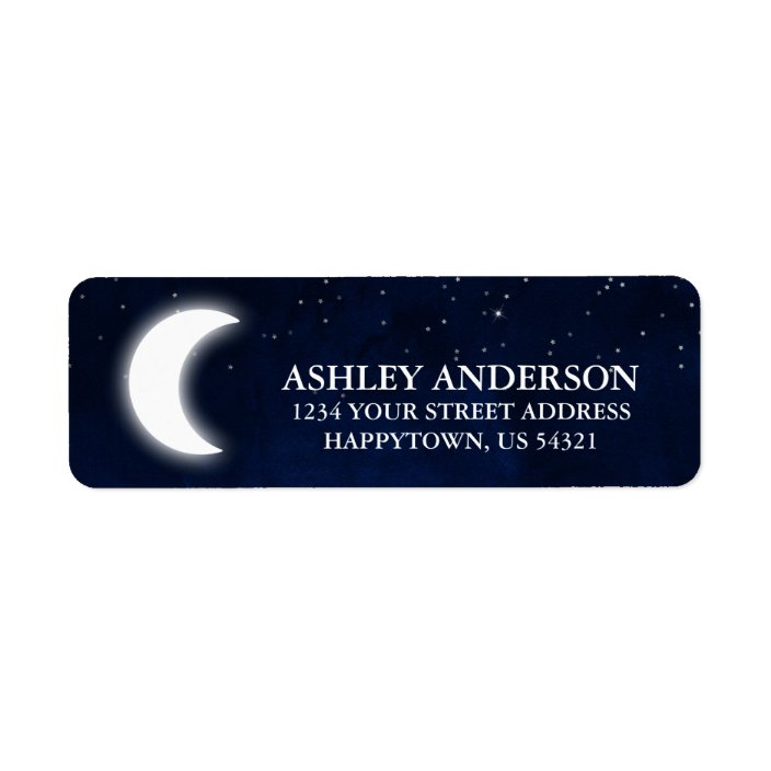 Celestial Watercolor Blue Sky Moon Stars Label | Zazzle.com