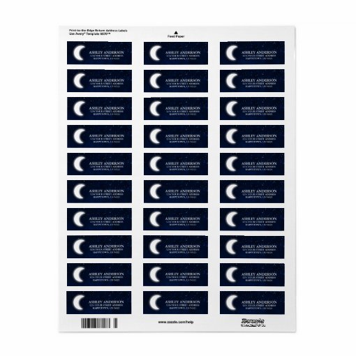 Celestial Watercolor Blue Sky Moon Stars Label | Zazzle