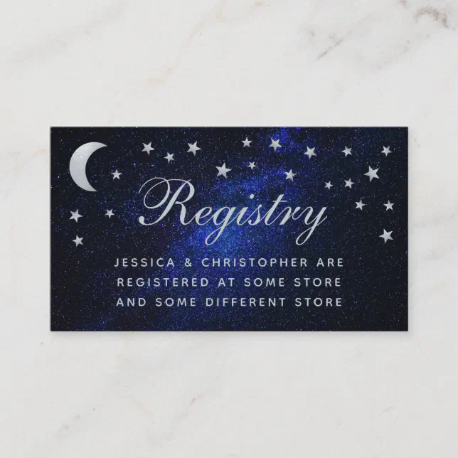 Celestial Wedding Registry Stars Moon Calligraphy Enclosure Card | Zazzle