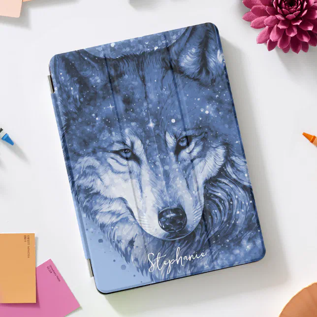 Celestial Wolf Girly Cute Stylish Personalized iPad Air Cover | Zazzle