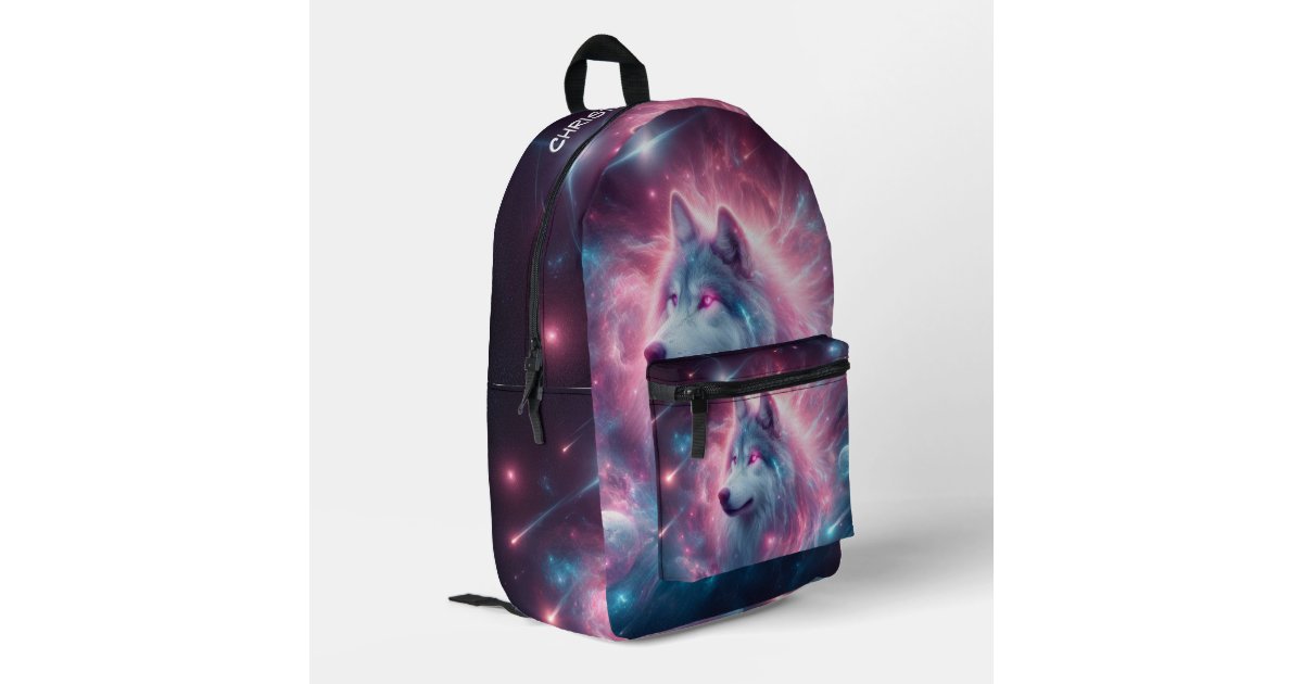 Celestial wolf personalized design2 printed backpack | Zazzle
