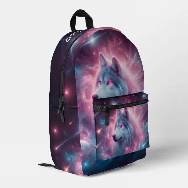 Celestial wolf personalized design2 printed backpack | Zazzle