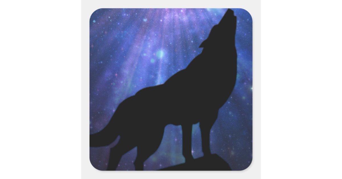 Celestial Wolf Square Sticker | Zazzle