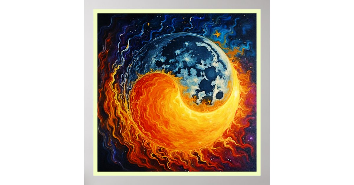 Celestial Yin Yang Art Poster | Zazzle
