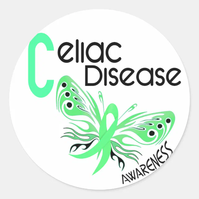 Celiac Disease BUTTERFLY 3.1 Classic Round Sticker | Zazzle