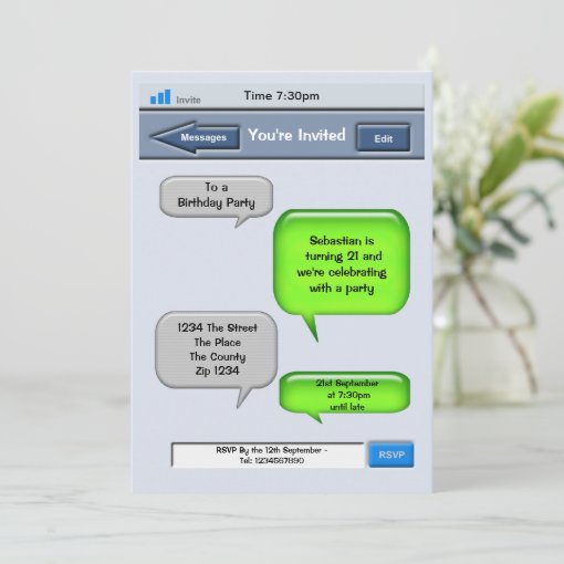 Cell Phone Text Party Invitation | Zazzle