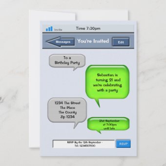Cell Phone Text Party Invitation | Zazzle